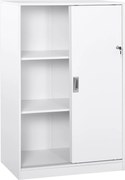 HOMCOM Praktická kancelářská skříň s 2 posuvnými dveřmi, zámky a 3 policemi pro kancelář a studium 80x40x120 cm Bílá | Aosom