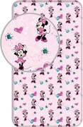 Růžové napínací bavlněné dětské prostěradlo 90x200 cm Minnie "Flowers" – Jerry Fabrics
