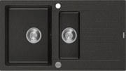 Mexen Matias - dřez granitový 90,0x50,5cm, 1,5-komorový, černá-zlatá, 6502901505-75