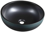 Sapho Priori - Umyvadlo na desku, průměr 41 cm, bez přepadu, černá/zelená PI039