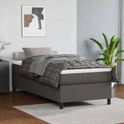 Box spring postel s matrací šedá 90x190 cm umělá kůže 3144582