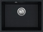 Sink Quality Crypton 60, kuchyňský granitový dřez 535x400x205 mm + chromový sifon, černá skvrnitá, SKQ-CRY.B.1KBO.60.X