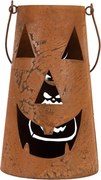 Rustikální rezavá lucerna dýně Halloween - Ø 14*23 cm