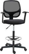Ergonomická kancelářská židle Vinsetto kancelářská židle, otočná židle, kreslící židle, nastavitelný kroužek na nohy, do 120 kg, černá, 60x56x110-132…