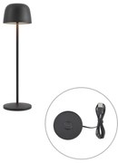 Stolní lampa černá vč. LED dobíjecí s nabíjecí stanicí IP65 - Raika