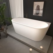 Erga Norah, volně stojící vana ke stěně 150x75 cm + odtoková zátka, bílá lesklá, ERG-Norah-150075-WH-WH