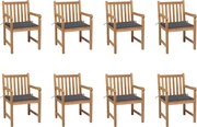 Zahradní židle 8 ks antracitové podušky masivní teak 3073058
