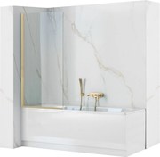 Rea Elegant Gold, vanová zástěna s pevným křídlem 80x140 cm, zlatá matná, REA-W6601