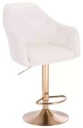 LuxuryForm DESIGN Barová židle ANDORA na zlaté kulaté podstavě - bílá