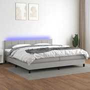 Box spring postel s matrací a LED světle šedá 200x200 cm textil 3133181