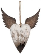 Dekorace závěsné srdce s andělskými křídly Angel Rustic L - 25*4*30 cm