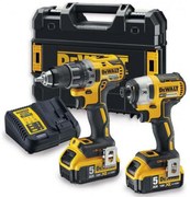 DeWALT Nářadí - 18V AKU sada vrtacího šroubováku a rázového utahováku, 2x aku 5,0 Ah XR, nabíječka DCK268P2T