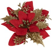 Dekorace červená květina vánoční hvězda Poinsettia - 14*5 cm