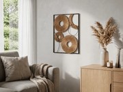 Nástěnná dekorace CIRCLES kovová 48x68 cm, hnědá