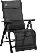 Outsunny lehátko Deckchair Zahradní lehátko 9 poloh nastavitelné Lehátko s nulovou gravitací Textilene Steel Black 70x65x111 cm pro hodiny relaxace |…