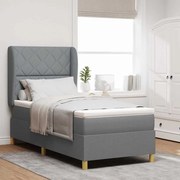 Postel s boxspringem s čelo Světle šedá 200 x 90 cm textil 3340795