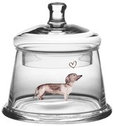 Skleněná dóza s jezevčíkem Dachshund Love - Ø 12*13 cm