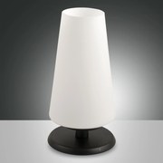 Fabas 3576-30-101 Milady, dotyková stolní lampa černá/bílé sklo, 1x33W G9, výška 20cm