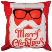 Vánoční 3D povlak na polštář Merry Christmas Santa 45x45 cm bílý/červený