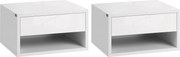 HOMCOM Set 2 Floating Nightstands - Noční stolky se zásuvkou do ložnice a obývacího pokoje 37x32x21 cm Bílá | Aosom