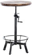 Kovový barový stůl Malita v industriálním stylu - v84-102 x Ø59 cm - Stříbrná