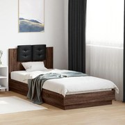 Rám postele s čelem hnědý dub 100 x 200 cm kompozitní dřevo 3209939
