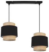 Závěsné svítidlo Boho, 2x jutové/černé textilní stínítko