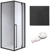 BPS-koupelny Čtvercový sprchový kout HYD-SK11B 90x90 černá/transparent + vanička HYD-SSV-RIKO černá