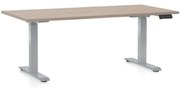 Výškově nastavitelný stůl OfficeTech D, 160 x 80 cm, šedá podnož, dub
