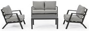 Šedý hliníkový zahradní lounge set pro 4 Harley – Bizzotto