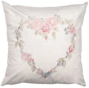 Béžový povlak na polštář se srdcem z růží Rose Heart - 45*45 cm