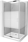 Mexen Apia sprchový kout s posuvnými dveřmi 130 x 80 cm, čiré sklo/pásy-chromový profil + sprchová vanička, 840-130-080-01-20-4010