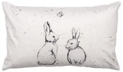 Béžový povlak na polštář s králíčky Bunny Buddies - 30*50 cm