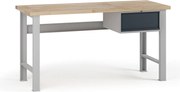 Dílenský pracovní stůl G7, buková spárovka, 1700 x 685 x 840 mm, 1x kontejner, 1 zásuvka, grafit