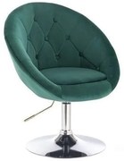 LuxuryForm DESIGN Otočné křeslo VERA VELUR na stříbrném talíři - zelené