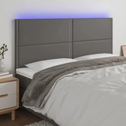 Čelo Postele S Led Šedé Umělá Kůže Šedá 160 x 5 x 118/128 cm