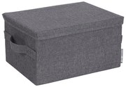 Šedý látkový úložný box s víkem 35x26x19 cm Soft Storage – Bigso
