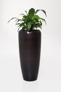 Luxusní květináč CAVITA, sklolaminát, výška 75 cm, černo-hnědý hedvábný mat