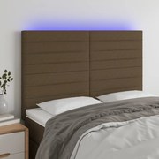Čelo postele s LED tmavě hnědé 144x5x118/128 cm textil
