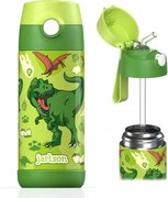 Jarlson dětská nerezová termoláhev s brčkem charli dinosaurus 350 ml