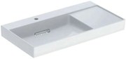 Geberit ONE - Umyvadlo 90x48x14 cm, skrytý přepad, s otvorem pro baterii, vodorovný odtok, KeraTect, bílá 505.039.00.1