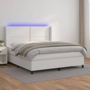 Box spring postel s matrací a LED bílá 180x200 cm umělá kůže