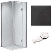 BPS-koupelny Čtvercový sprchový kout HYD-SK1390B 90x90 chrom/transparent + vanička HYD-SSV-RIKO černá