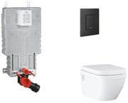 Grohe Uniset - Set předstěnové instalace, klozetu, sedátka SoftClose a tlačítka Even, phantom black SANI15BB5107