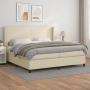 Box spring postel s matrací krémová 200x200 cm umělá kůže 3132401