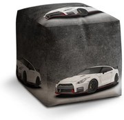 Sablio Taburet Cube Nissan GTR 35 Šedý - 40x40x40 cm