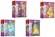 Minipuzzle Krásné princezny/Disney Princess 54dílků 4 druhy v krabičce 6x9x4 cm (1 ks)
