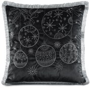 VÁNOČNÍ DEKORAČNÍ POVLAK NA POLŠTÁŘ HOLLY 45X45 CM ČERNÁ