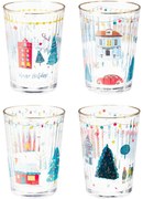 Sada 4 vánočních sklenic Xmas House 500 ml