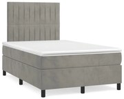 Box spring postel s matrací světle šedá 120x190 cm samet